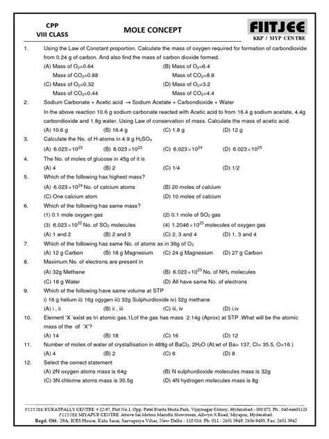 Mole Concept Cpp Pdf