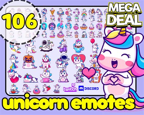 Unicorn Emotes Unicorn Twitch Emotes Cute Unicorn Emotes Rainbow