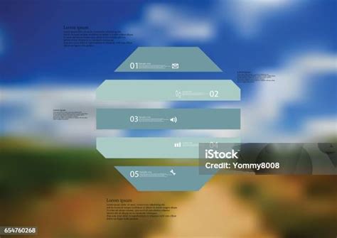 팔각형으로 그림 Infographic 템플릿 5 파란색 부분에 가로로 분했습니다 0명에 대한 스톡 벡터 아트 및 기타 이미지