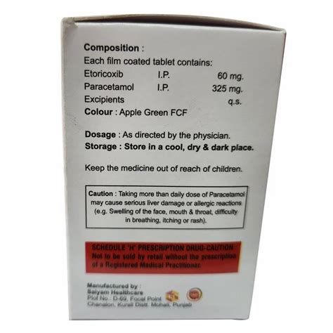 Etoricoxib Paracetamol Tablet 32560 Mg At Rs 160box In Varanasi Id 2850360540962