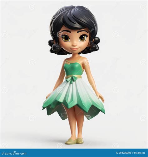 Delicately Detailed 3d Cartoon Princess Jasmine Character Design Stock