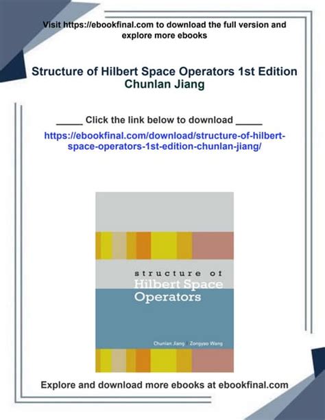 Structure Of Hilbert Space Operators 1st Edition Chunlan Jiang Pdf