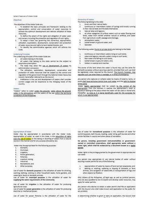 The Water Code Of The Philippines Lecture Pdf Water Water Resources