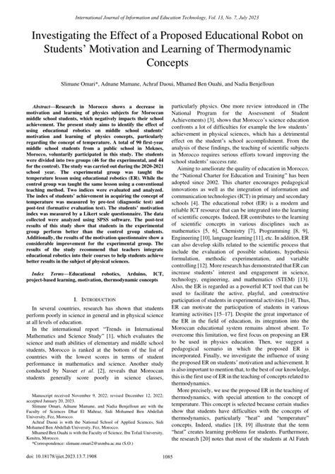 Pdf Investigating The Effect Of A Proposed Educational Robot On