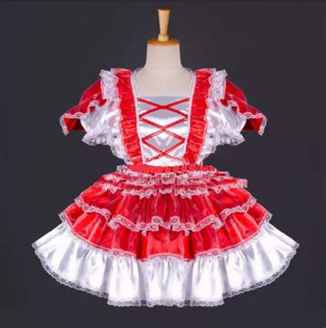 Sissy Girl Maid Lockable Satin Dress Cdtv Cosplay Costume Tailor Made