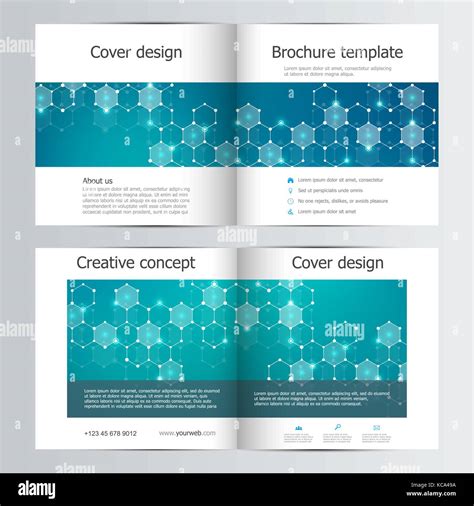 Square Brochure Template With Structure Of Molecular Particles And Atom Polygonal Abstract