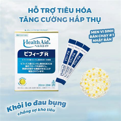 Men Vi Sinh Health Aid Bifina R 20 Gói Hỗ Trợ Tiêu Hóa Nhật Bản Gs