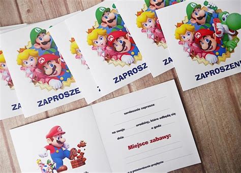 Zaproszenie Na Urodziny SUPER MARIO Koperty