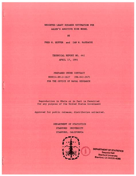 Pdf Weighted Least Squares Estimation For Aalens Additive Risk Model