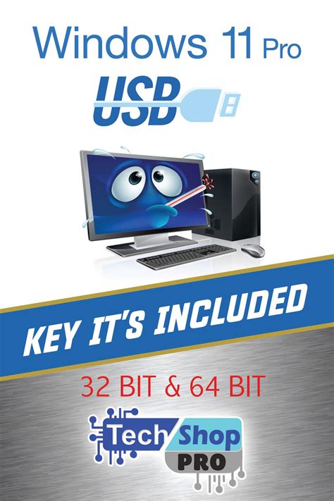 Tech Shop Pro Reinstall USB With Key For Windows Pro Version Bit Recover Restore