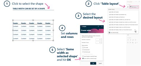 Insert Table With Same Height Or Width As Selected Shape Next