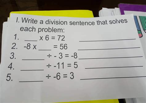 Write A Division Sentence That Solves Each Problem