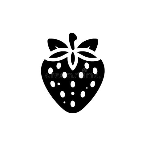Black And White Strawberry Vector Icon Minimalist Fruit Graphic Stock