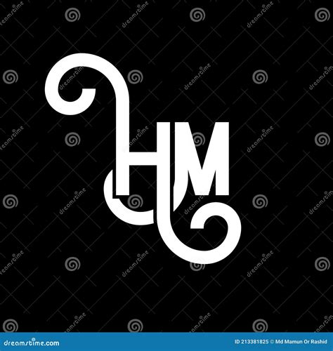 Hm Letter Logo Design On Black Background Hm Creative Initials Letter