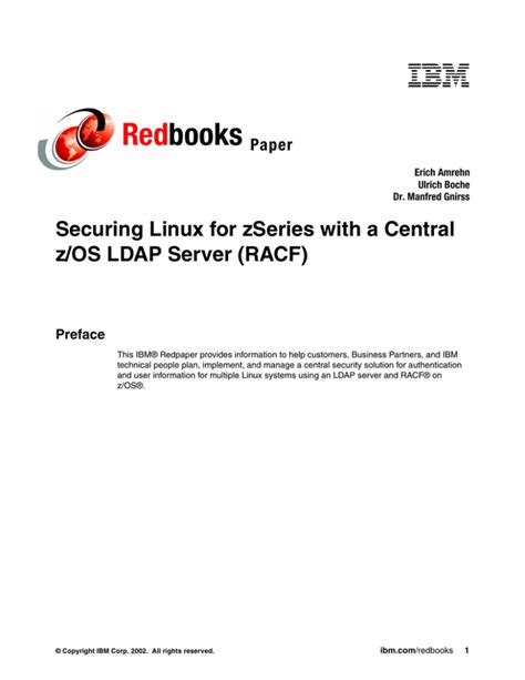 red books securing linux for zseries with a central z os ldap server racf