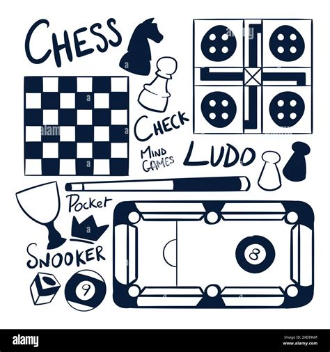 Hand Drawn Board Games Sports Scribbles Board Games Drawing Doodles