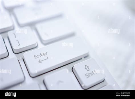 Hands Of Business Woman Pressing Enter Button On Computer Keyboard Stock Photo Alamy
