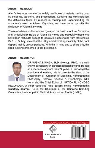 Dictionary And Help For Further Study Of Allen S Keynotes Dr Subhas Singh Books