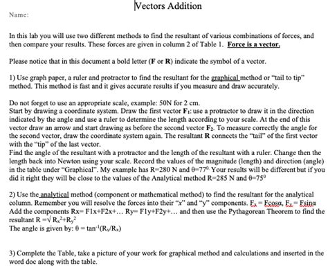 solved vectors addition name in this lab you will use two