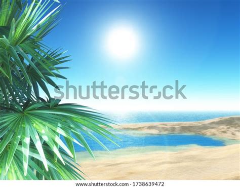 야자수가 있는 열대 해변 풍경 스톡 일러스트 1738639472 Shutterstock