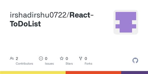 GitHub Irshadirshu React ToDoList