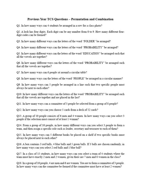 previous year tcs questions permutation combination 3 pdf