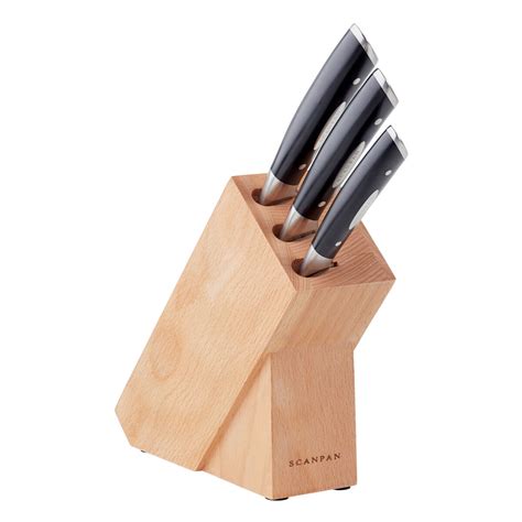 Classic 4pc Knife Block Oak Chefs Essentials