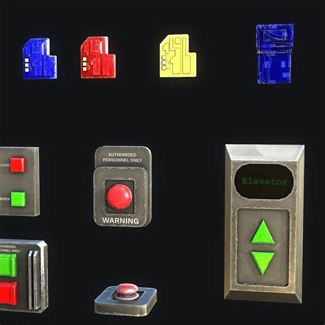 3d Model Sci Fi Button Pack Vr Ar Low Poly Cgtrader