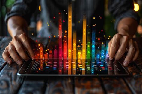 Premium Photo Businessman Holding Tablet Virual Business Graph Future Technology Process