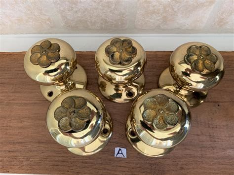 Vintage Gold Brass Push Pull Door Knobs Gold Brass Push Pull Door Knobs With Flower Medallion
