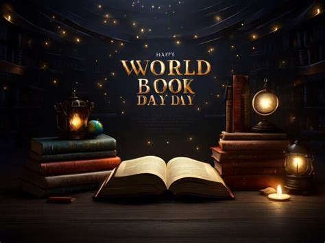 Premium Photo World Book Day Dark Background Highly Realistic Template