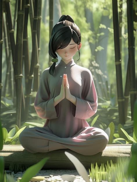 Premium Ai Image Beautiful Chinese Girl Doing Yoga In Lotus Position