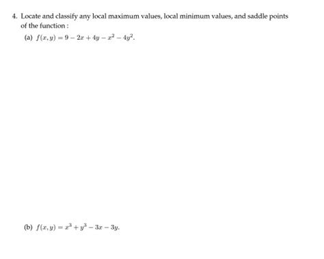 Solved 4 Locate And Classify Any Local Maximum Values