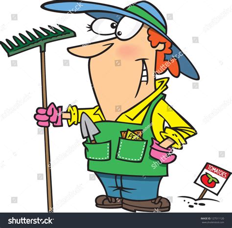 Vector Illustration Cartoon Woman Gardening Stock Vector 127511120