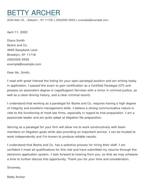 Law Firm Cover Letter Example For 2025