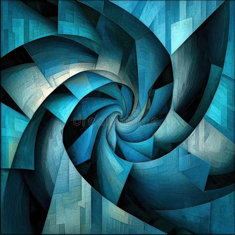 Abstract Geometric Spiral Design In Shades Of Blue With Layered Textures And Depth Ai Stock