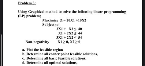 Solved Problem Using Graphical Method To Solve The Chegg