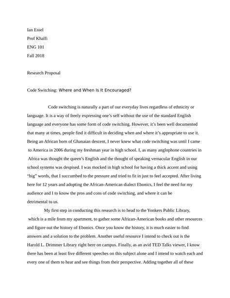 Pdf A Research Proposal On Code Switching
