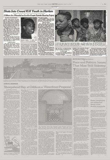 Shots Into Crowd Kill Youth In Harlem The New York Times