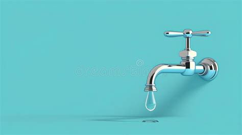 Minimalist Water Tap Design Suspended Against A Blue Backdrop Simple