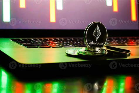 Ethereum On Gold Background To Illustrate Blockchain And Cyber Currency