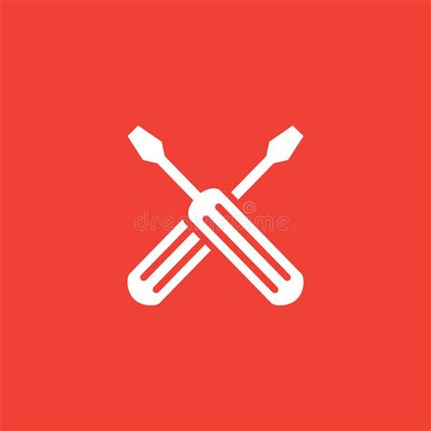 Screwdriver Crossed Line Red Icon On White Background Red Flat Style