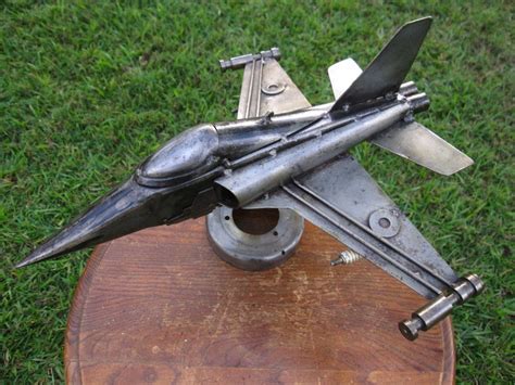 Metal Art Spark Plug Bi Plane Float Plane Signed Spark Plug Metal