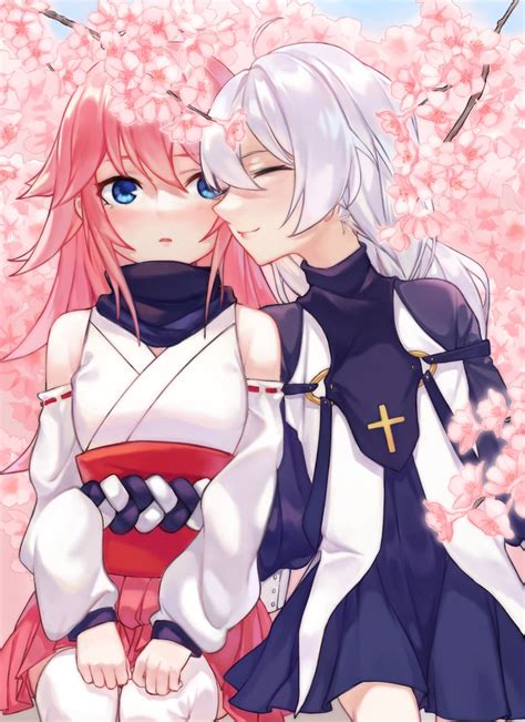 Yae Sakura Kallen Kaslana And Yae Sakura Honkai And 1 More Drawn By