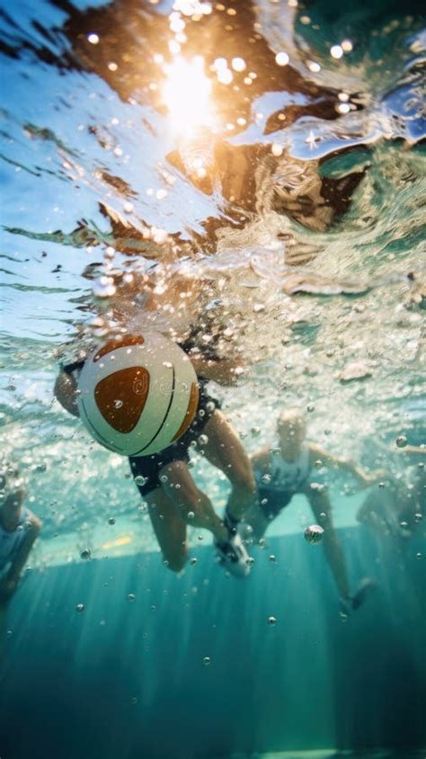 A Group Of People Playing A Game Underwater Ai Stock Image Image Of