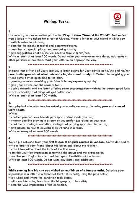 Writing Tasks Learn English Easy