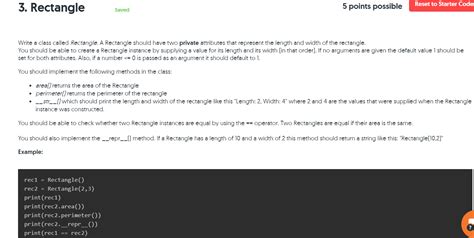 Solved 5 Points Possible Reset To Starter Code 3 Rectangle