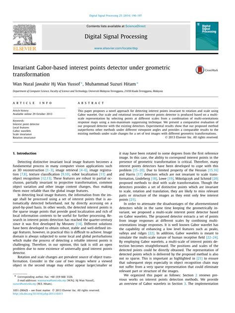 Pdf Invariant Gabor Based Interest Points Detector Under Geometric