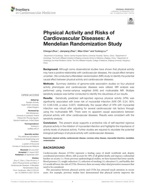 Pdf Physical Activity And Risks Of Cardiovascular Diseases A