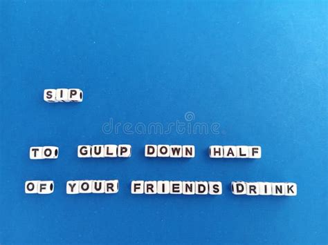 sip to gulp down half of your friend s drink on a blue background stock